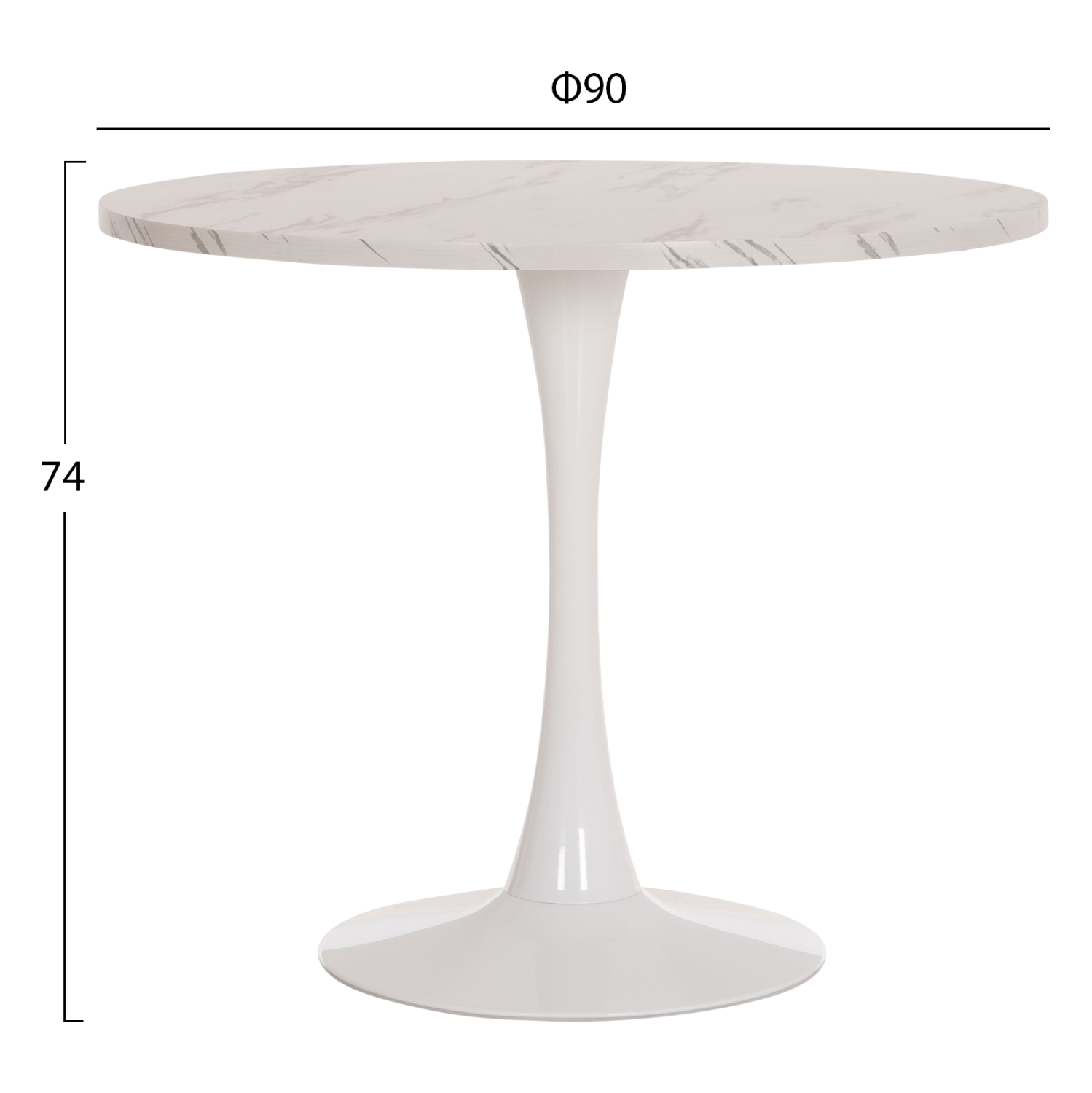 ΤΡΑΠΕΖΙ ΤΡΑΠΕΖΑΡΙΑΣ FB99421.11 ΣΤΡΟΓΓΥΛΟ WHITE MARBLE Φ90x74Υεκ. - Marafeti